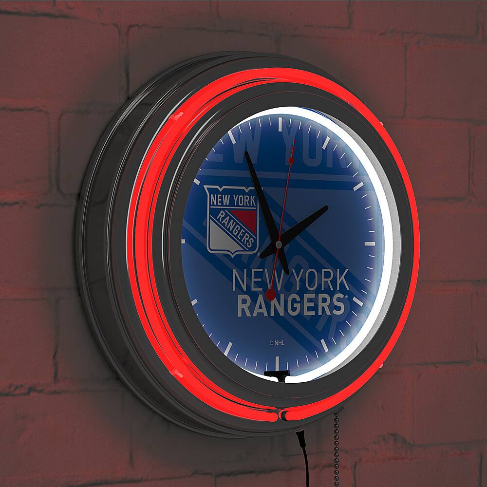 Best Buy: New York Rangers NHL Watermark Chrome Double Ring Neon Clock ...