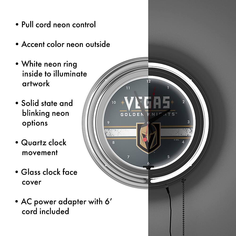Best Buy: Vegas Golden Knights NHL Chrome Double Ring Neon Clock Steel ...