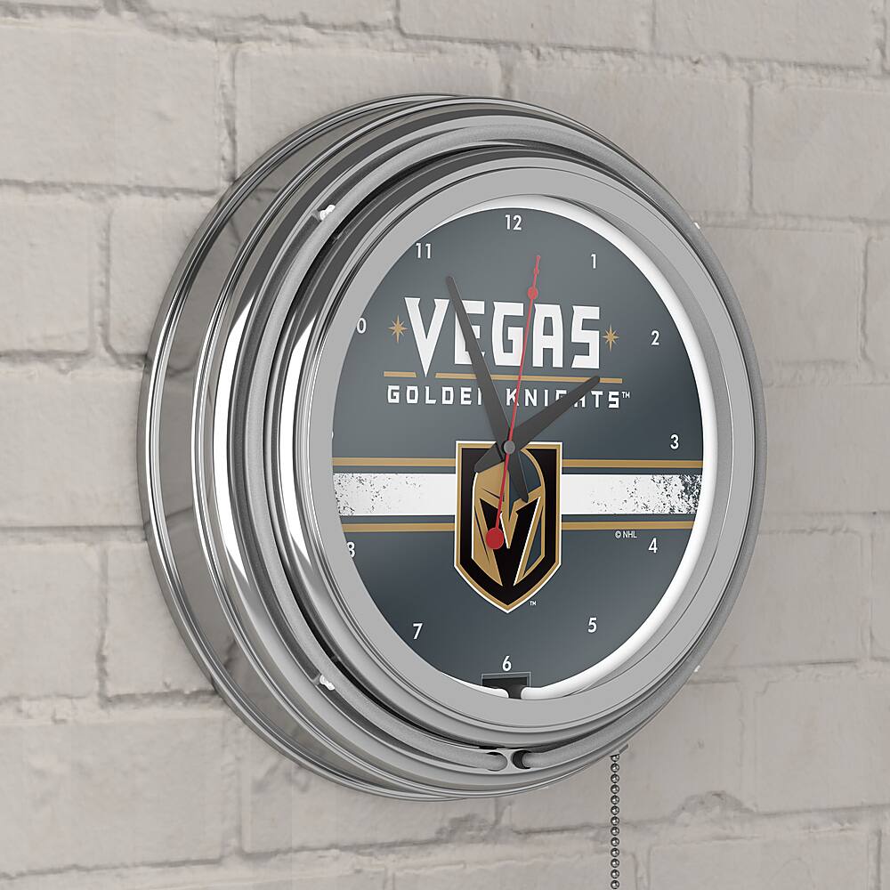 Best Buy: Vegas Golden Knights NHL Chrome Double Ring Neon Clock Steel ...