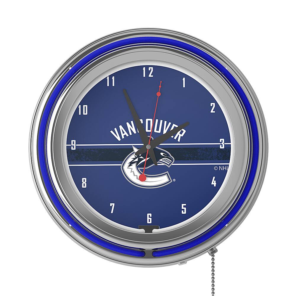 Best Buy: Vancouver Canucks NHL Chrome Double Ring Neon Clock Blue ...