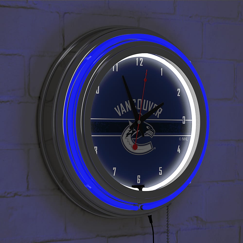 Best Buy: Vancouver Canucks NHL Chrome Double Ring Neon Clock Blue ...