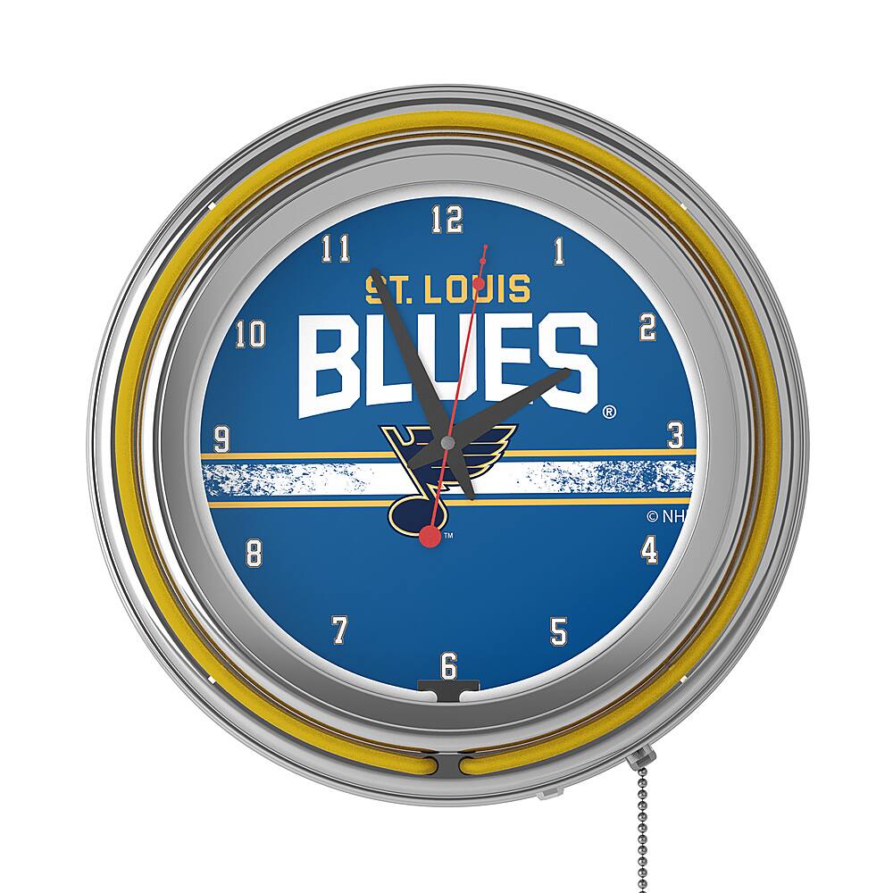 Best Buy: St. Louis Blues NHL Chrome Double Ring Neon Clock Blue, Gold ...