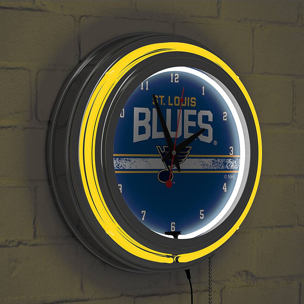 Best Buy: St. Louis Blues NHL Chrome Double Ring Neon Clock Blue, Gold ...
