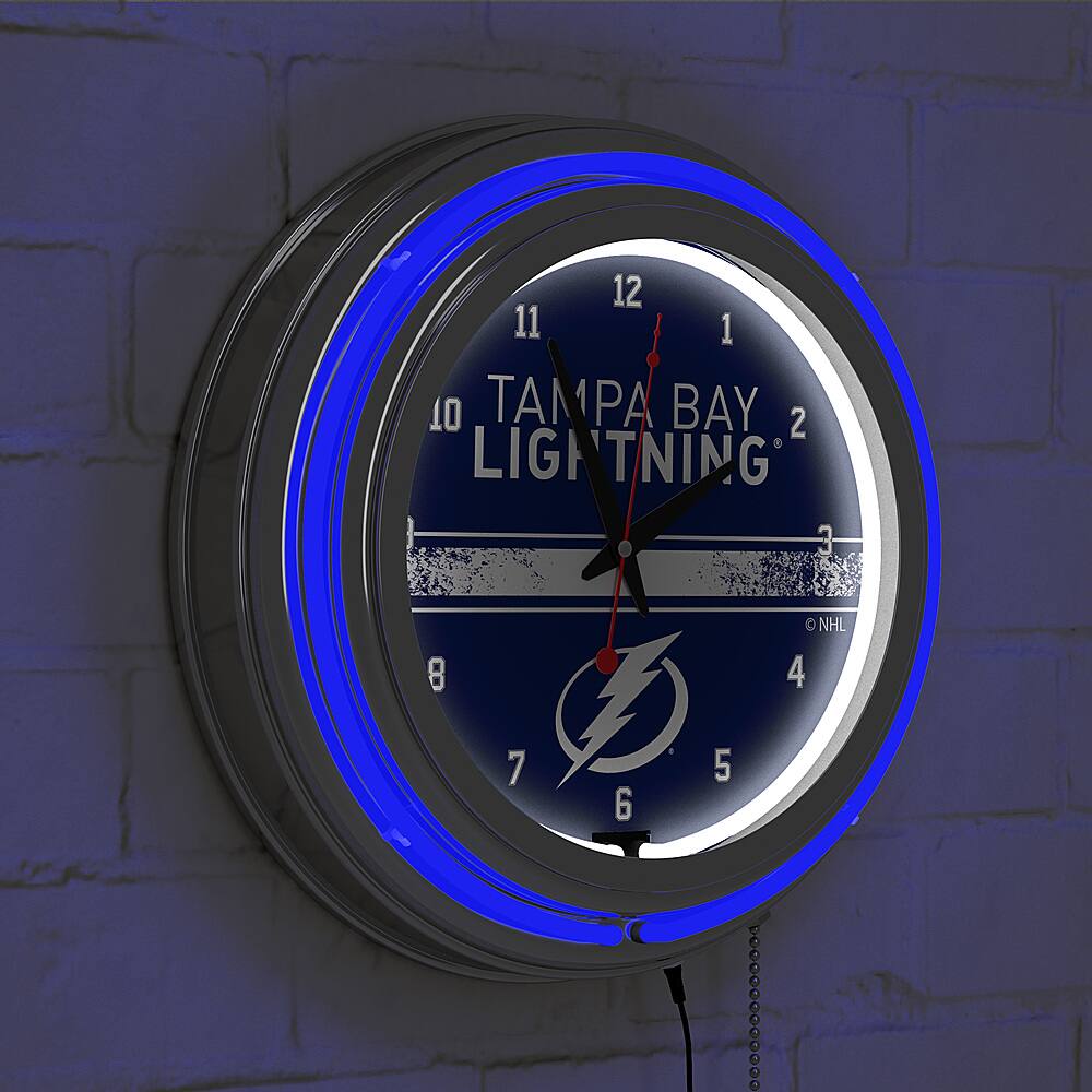 Best Buy: Tampa Bay Lightning NHL Chrome Double Ring Neon Clock Blue ...