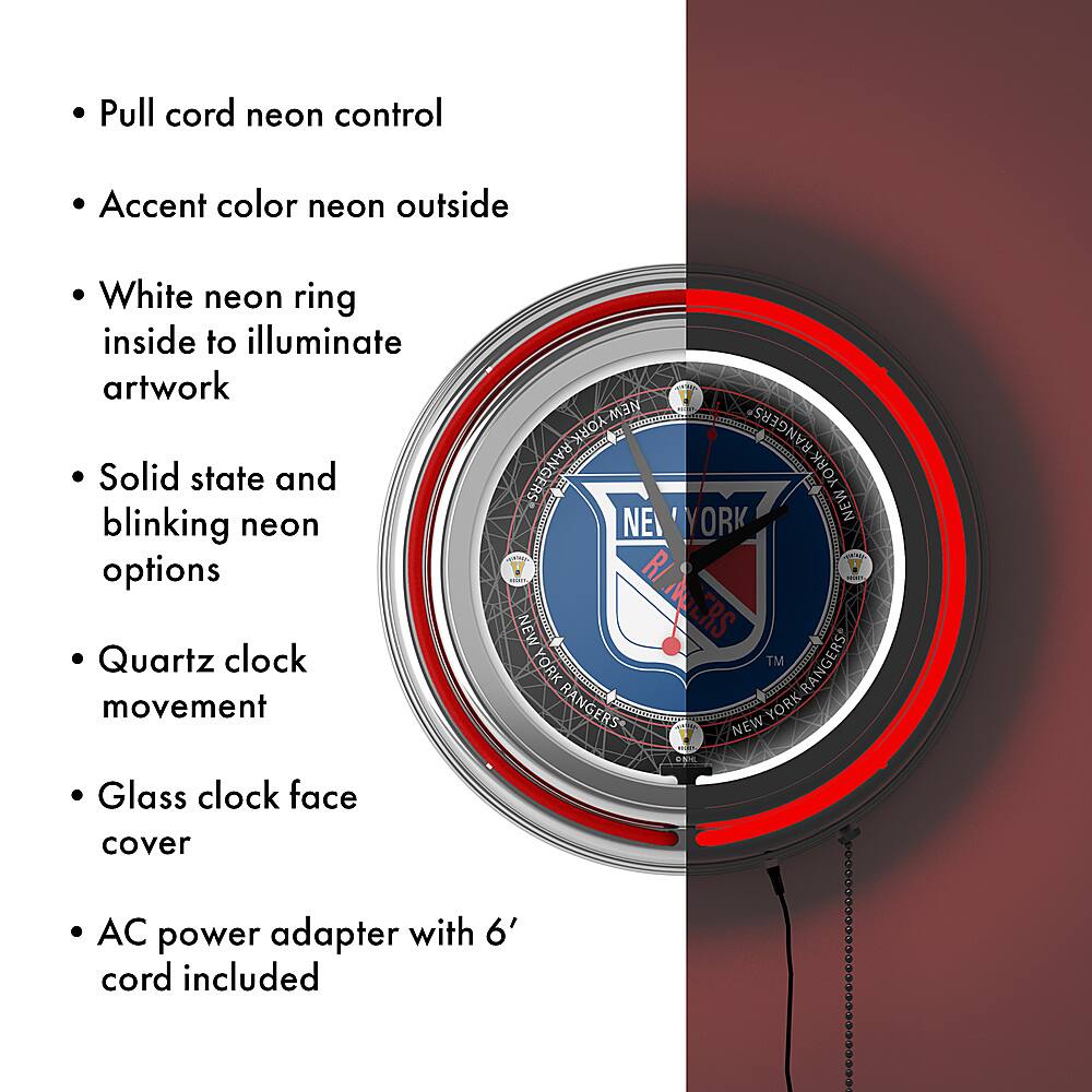 Best Buy: New York Rangers NHL Vintage Chrome Double Ring Neon Clock ...