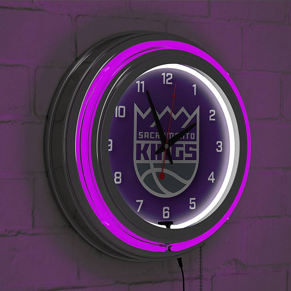Best Buy: Sacramento Kings NBA Chrome Double Ring Neon Clock Purple ...