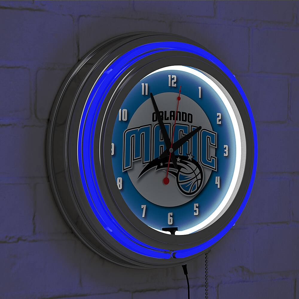 Customer Reviews: Orlando Magic NBA Chrome Double Ring Neon Clock Blue ...