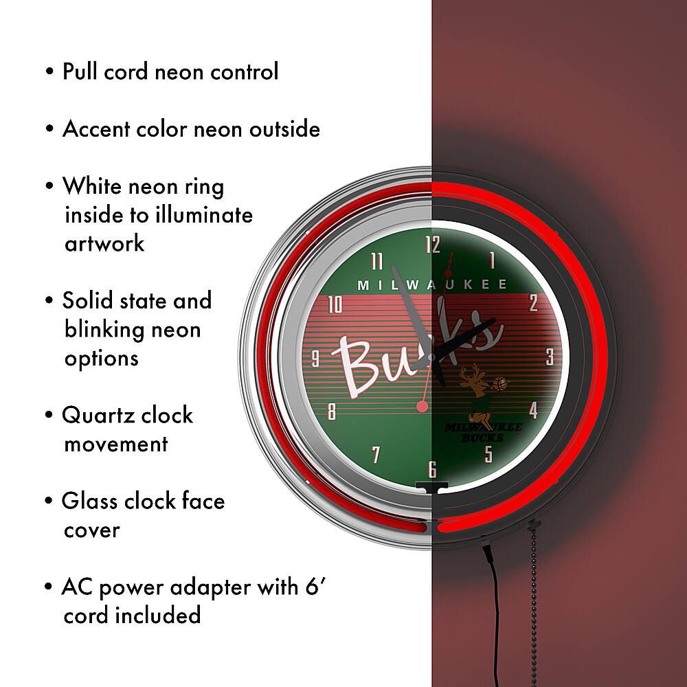 Best Buy: Milwaukee Bucks NBA Hardwood Classics Chrome Double Ring Neon ...