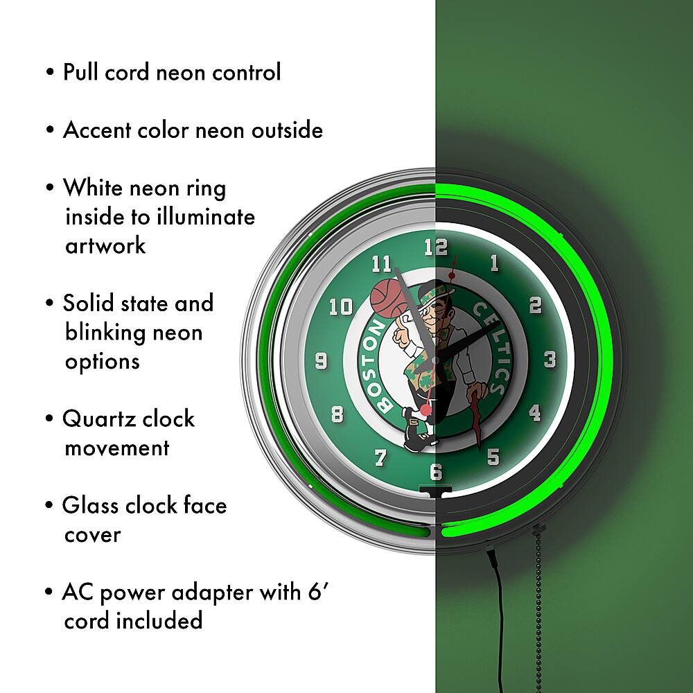 Best Buy: NBA Boston Celtics Chrome Double Ring Neon Clock Green, Black ...