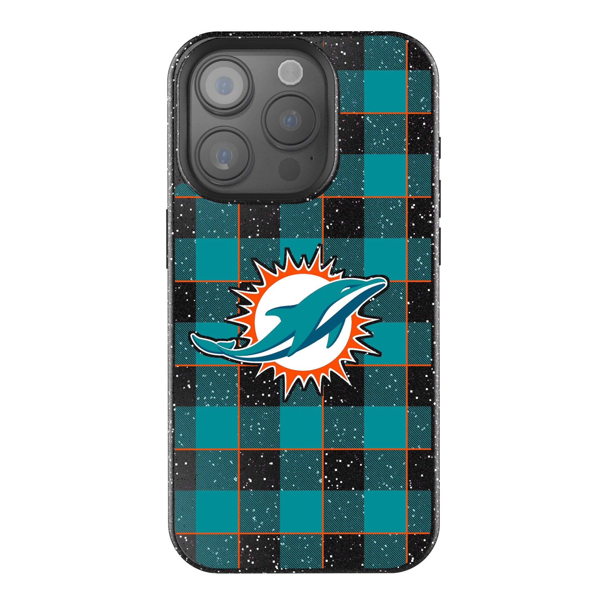 Keyscaper NFL Miami Dolphins Plaid Bling iPhone Case 14 Pro Black ...