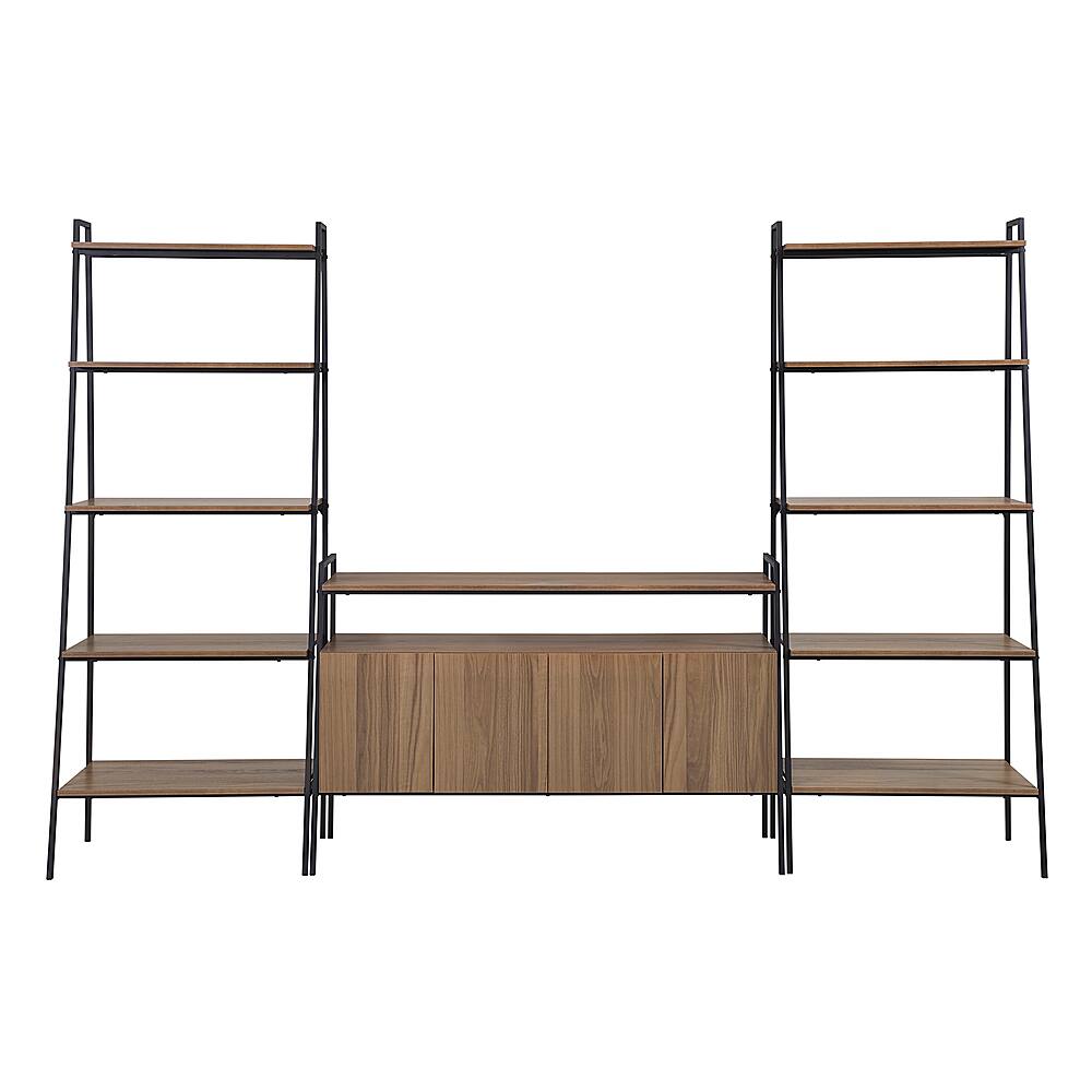 Best Buy: Walker Edison 3-Piece Ladder Shelf Entertainment Wall Mocha ...