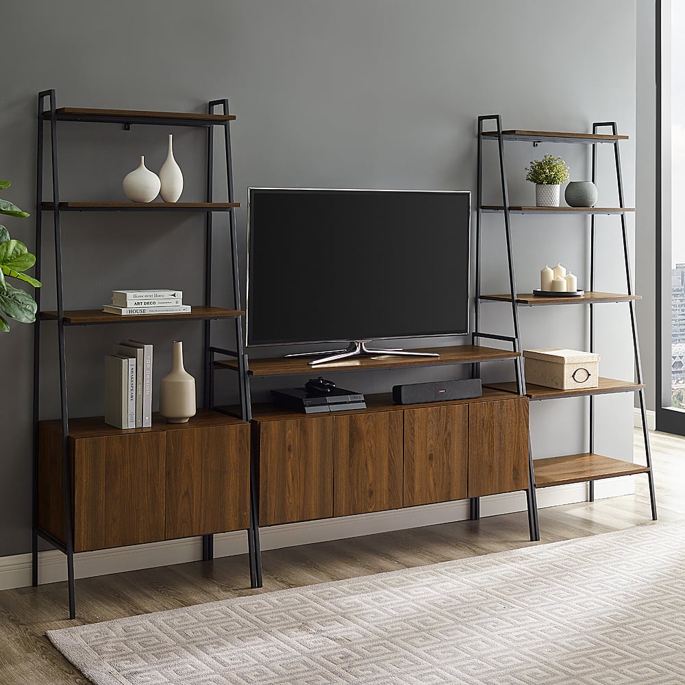 Best Buy: Walker Edison 3 Piece Metal and Wood Ladder Wall Unit Set ...