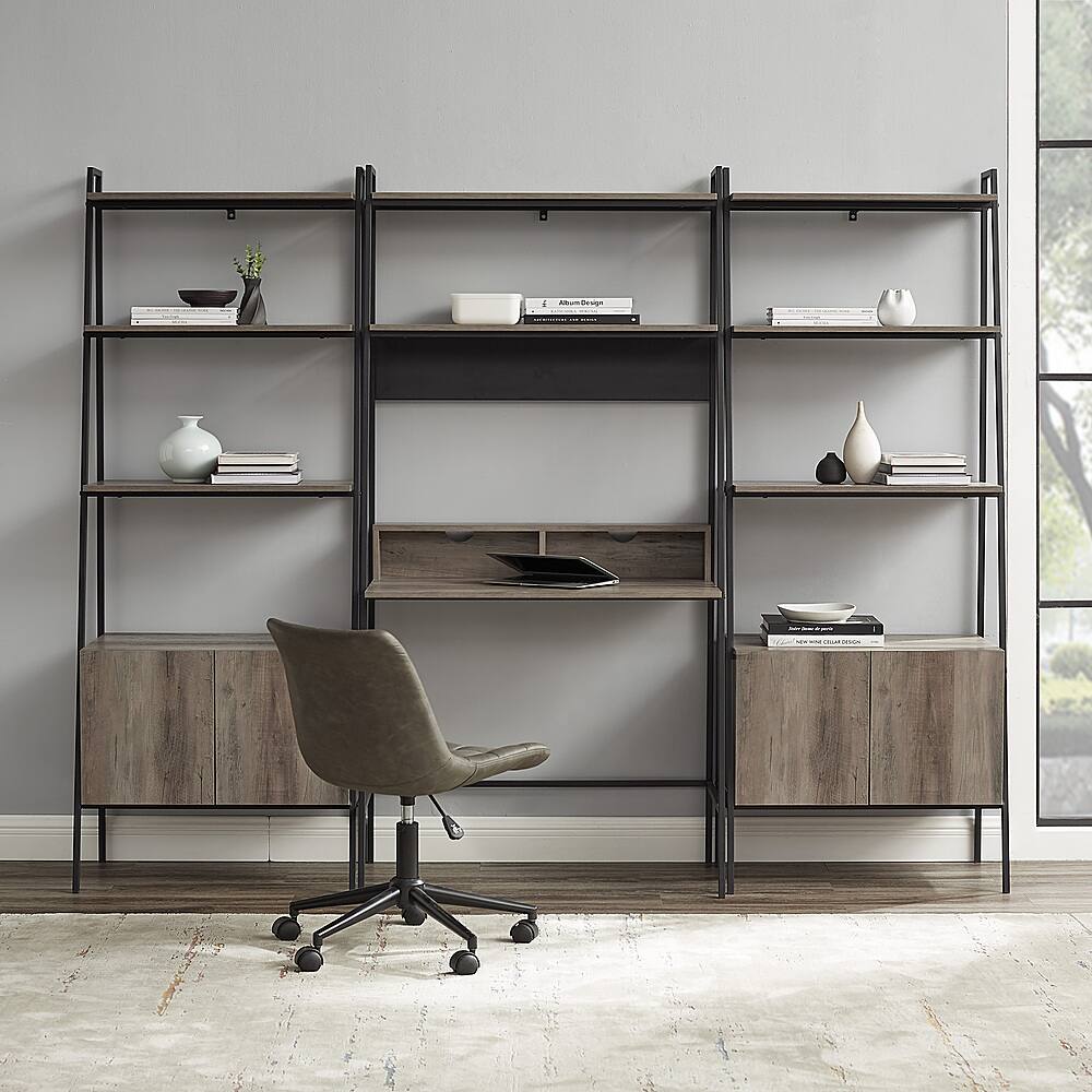 Best Buy: Walker Edison 3 Piece Home Office Ladder Desk and Storage ...