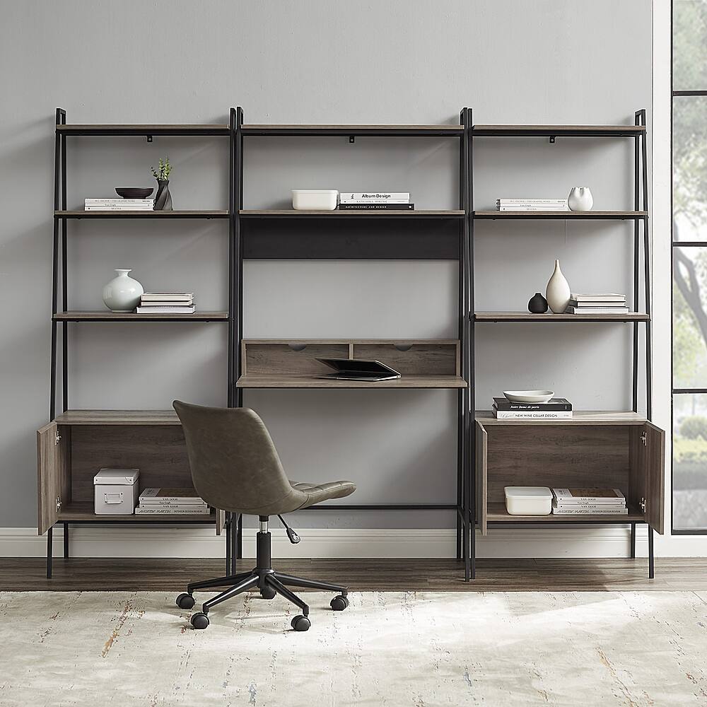 Best Buy: Walker Edison 3 Piece Home Office Ladder Desk and Storage ...
