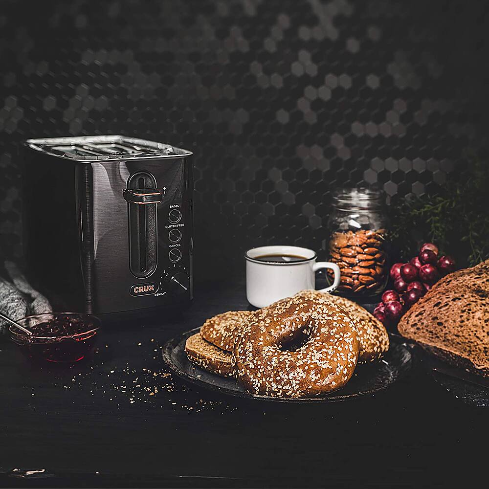 Best Buy: CRUX 2-Slice Wide-Slot Toaster Black Stainless Steel CRX14806