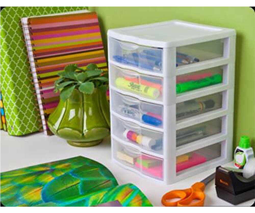 Best Buy: Sterilite Clearview Small Plastic Desktop Storage System (4 ...