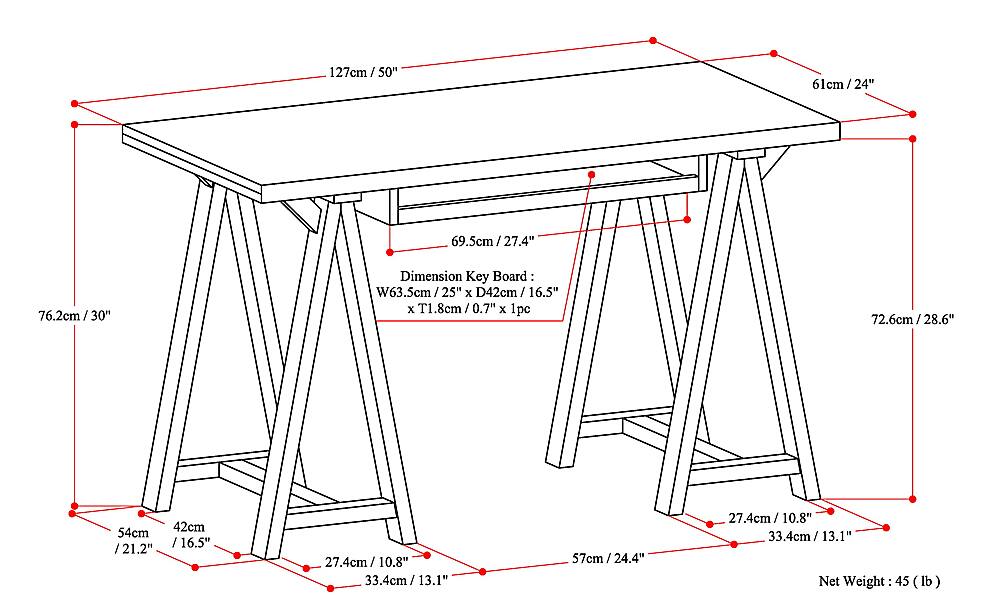 Best Buy: Simpli Home Sawhorse Solid Wood Modern Industrial 50 inch ...