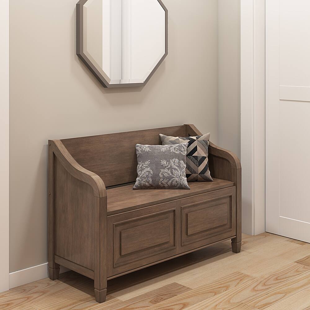 Best Buy: Simpli Home Connaught Entryway Storage Bench Rustic Natural ...