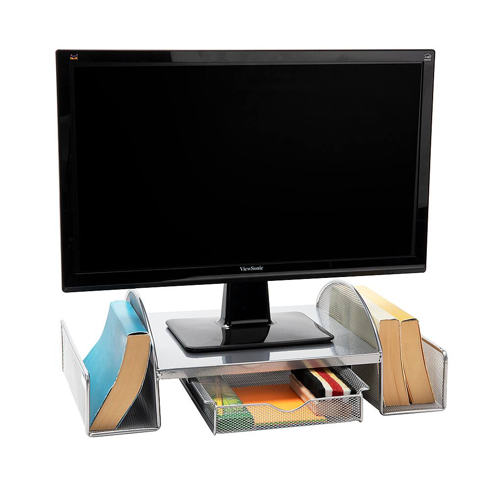 Best Buy: Mind Reader Mesh Monitor Stand, Wire Screen Riser with Side ...