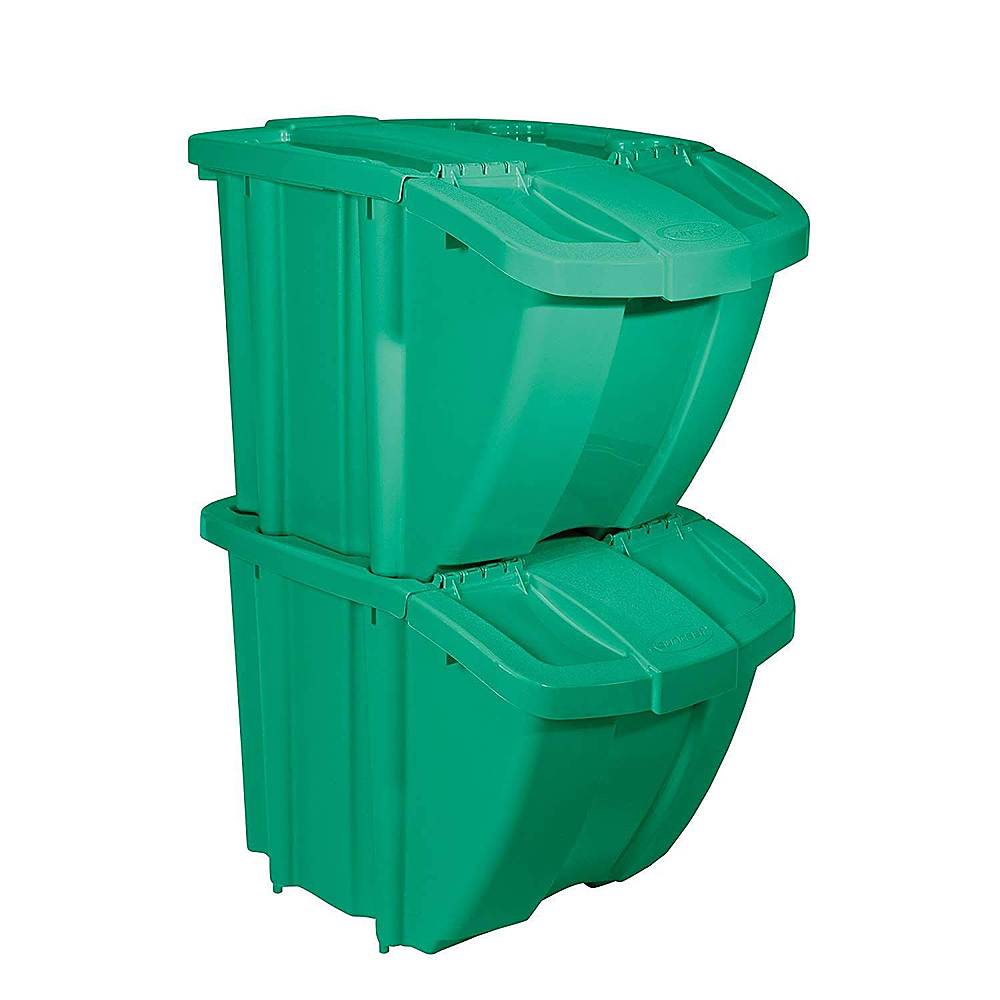 Best Buy: Suncast Stackable Recycling Bin Containers with Lids BH18GRN2