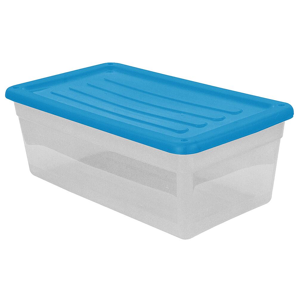 Gracious Living Shoebox Clear Plastic Storage Bin Container w/ Lid ...