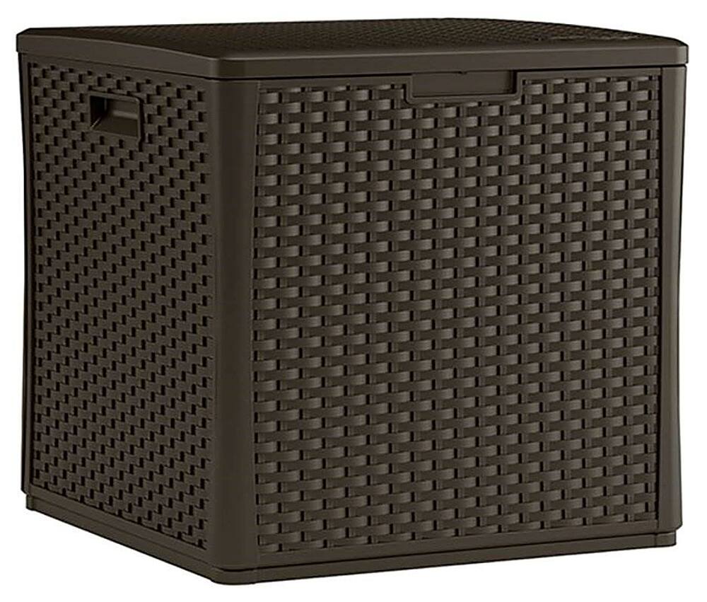 Best Buy: Suncast Outdoor Storage Resin Wicker Design Cube Shape Patio ...