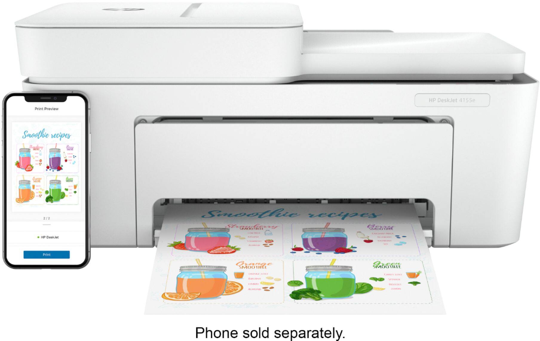 HP DeskJet 4155e Wireless All In One Inkjet Printer with 3 months of ...