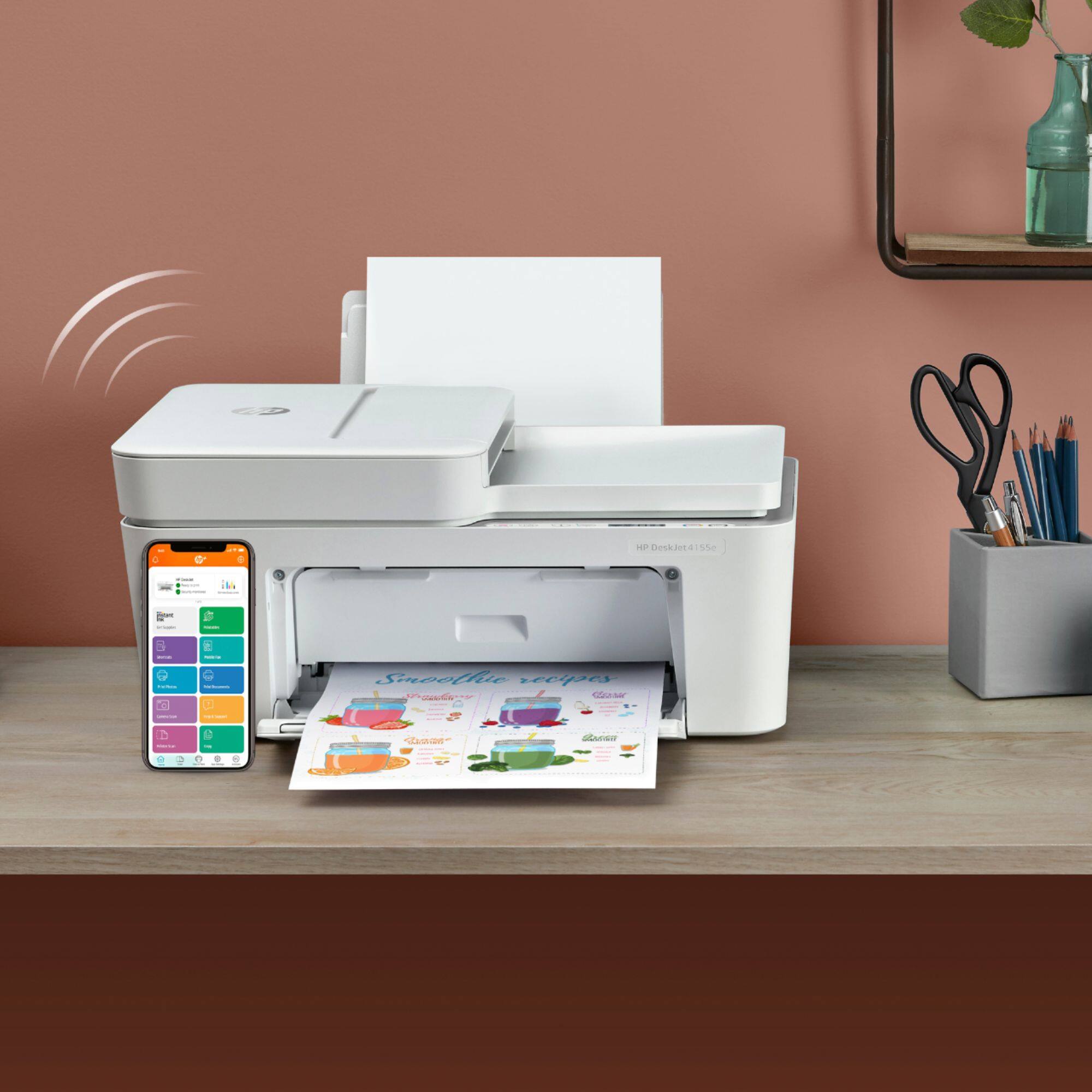 HP DeskJet 4155e Wireless All In One Inkjet Printer with 3 months of ...