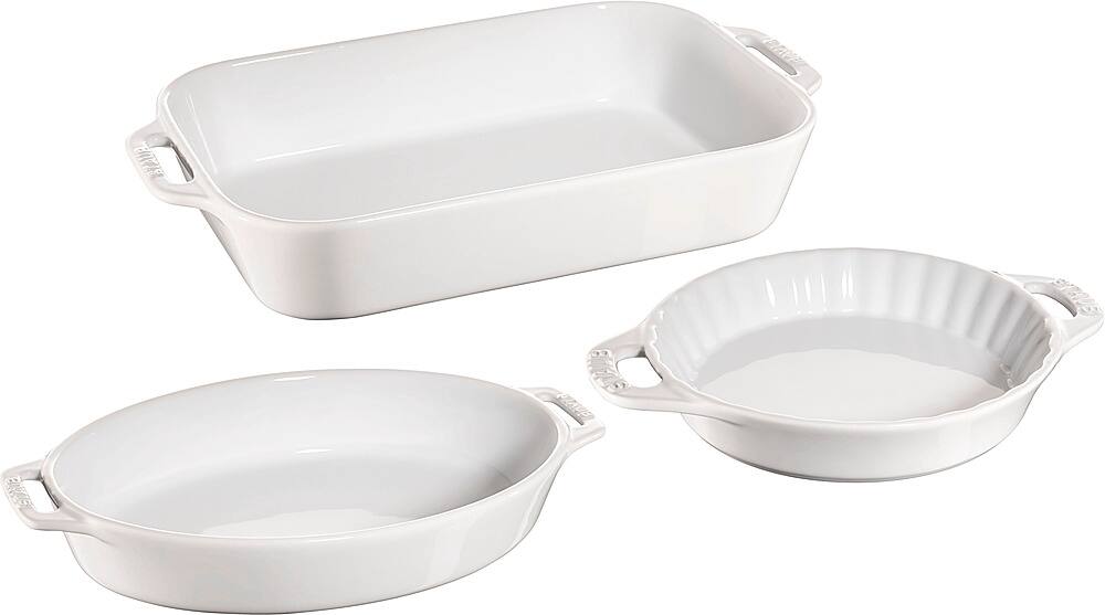 Best Buy Staub Ceramics 3 piece Mixed Baking Dish Set White 40508 688 Best Buy Staub Ceramics 3 piece Mixed Baking Dish Set White 40508 688