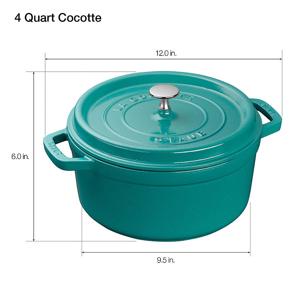 Staub Cast Iron 4 qt Round Cocotte Turquoise 11024105 - Best Buy