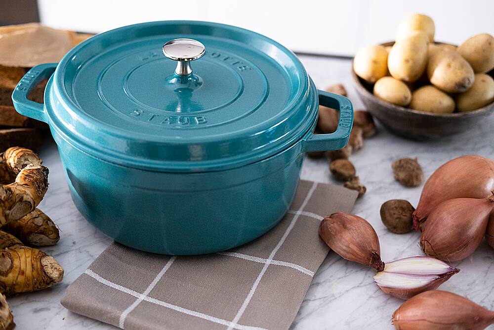 Staub Cast Iron 4 qt Round Cocotte Turquoise 11024105 - Best Buy