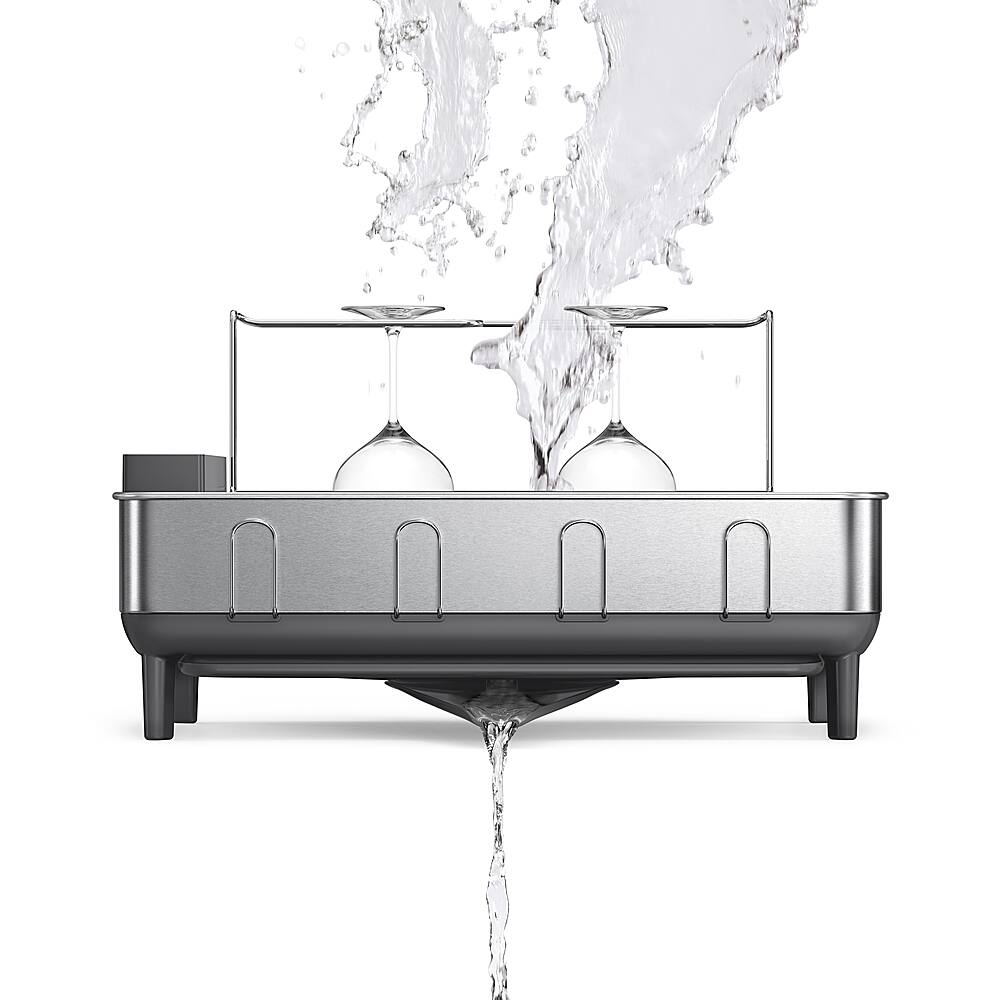 simplehuman Kitchen Dish Drying Rack With Swivel Spout, Fingerprint ...