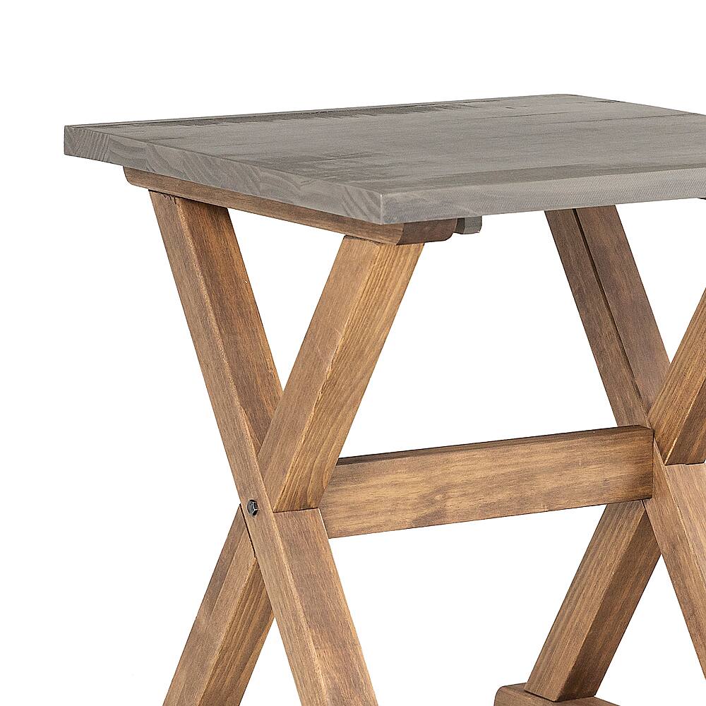 Best Buy: Walker Edison 22” Rustic Solid Wood Trestle Side Table ...