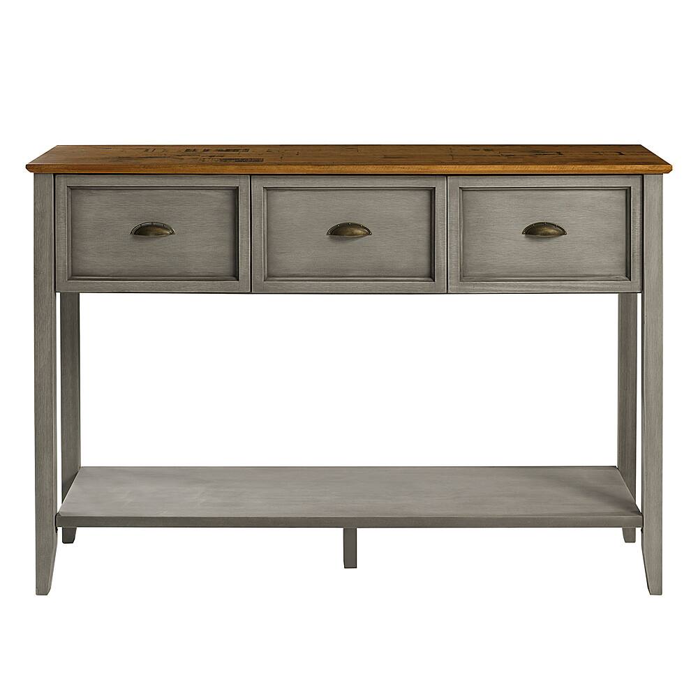 Best Buy: Walker Edison 52” Farmhouse 3 Drawer Buffet Table Rustic Oak ...