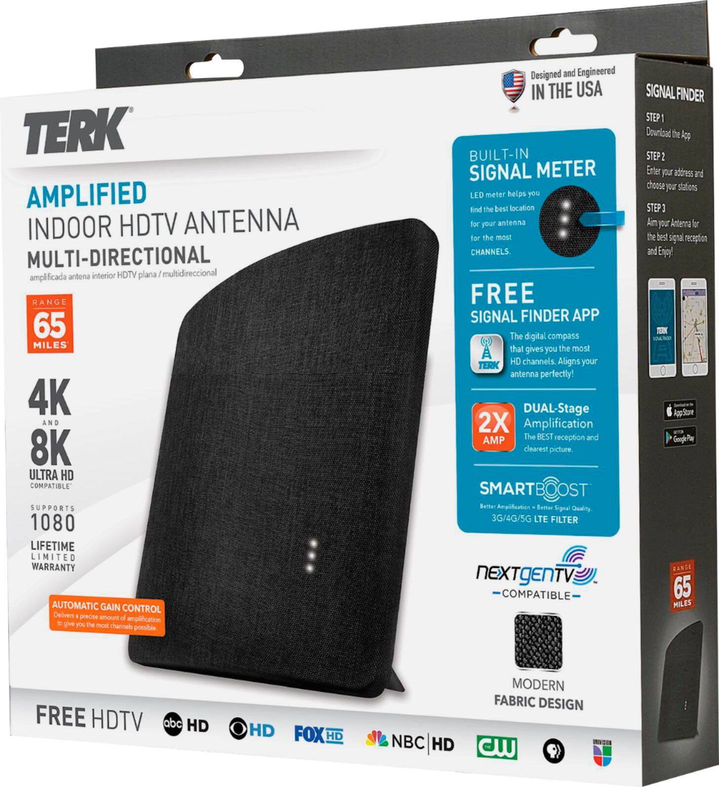 TERK Amplified Multi Directional Indoor HDTV Antenna Black TIAD6MV ...