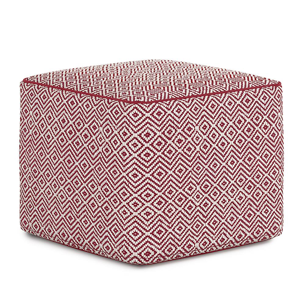 Best Buy: Simpli Home Brynn Square Pouf Patterned Maroon and Natural AXCPF-08-PM