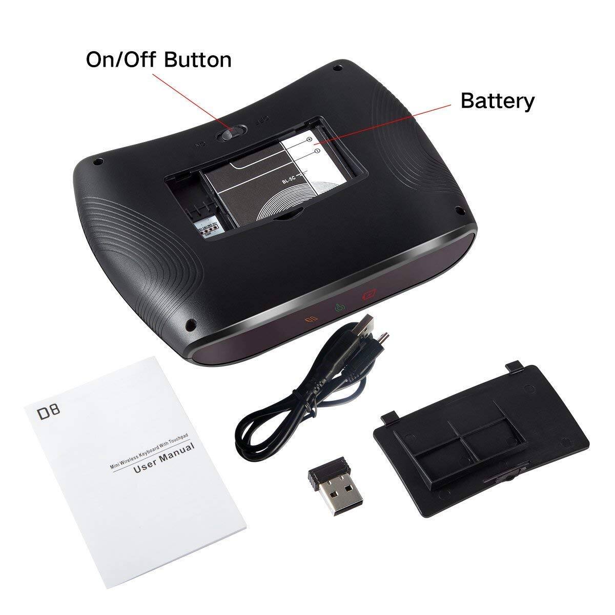 VEGA AUTOMOTIVE D8 Mini Rechargeable Wireless With Touchpad Backlit Handheld Small Remote Wifi ...