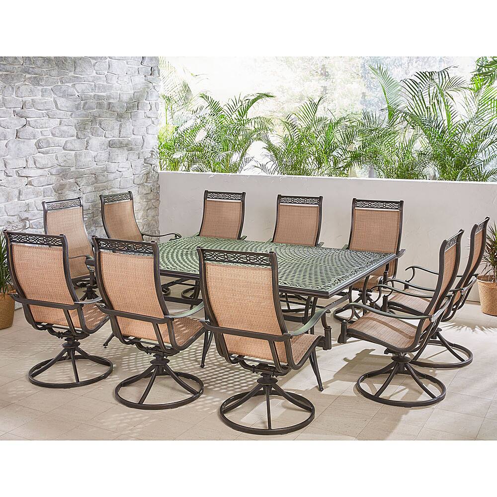Hanover Manor 11-Piece Dining Set with 10 Swivel Rockers and an Extra ...
