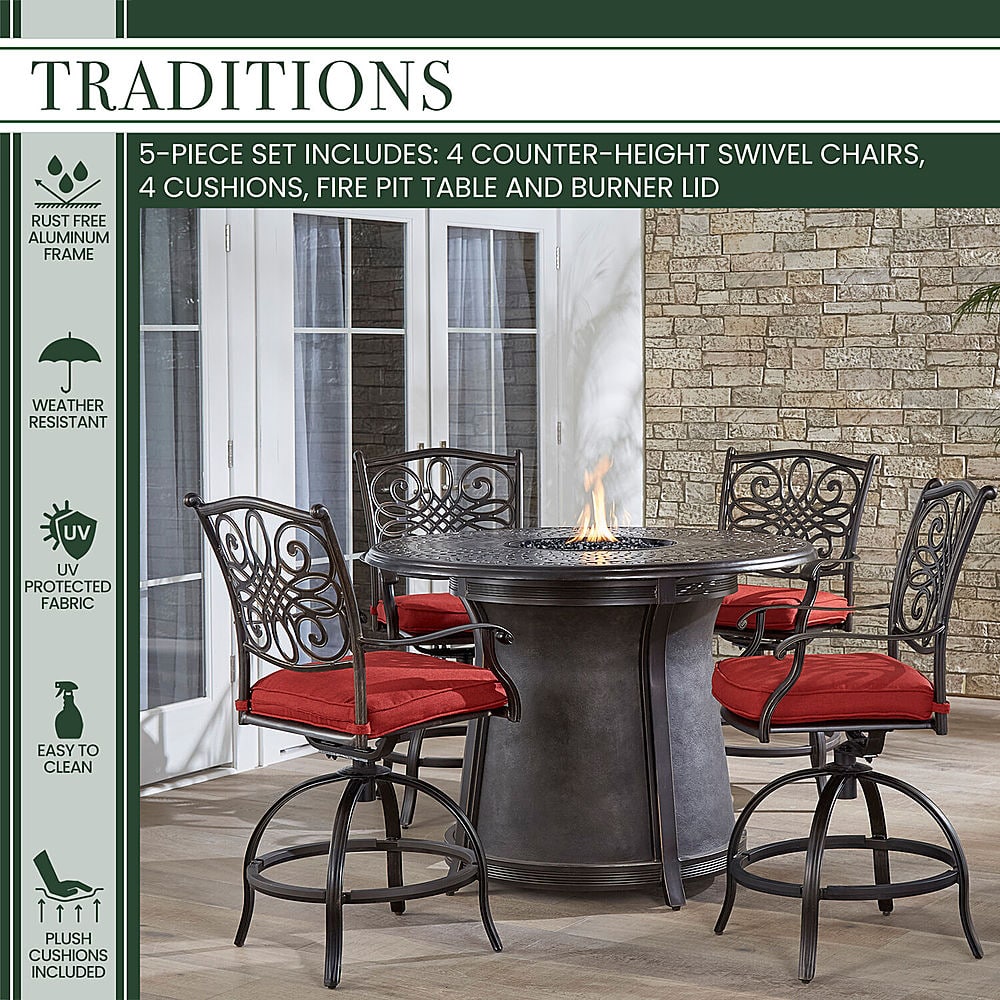 Best Buy: Hanover Traditions 5-Piece High-Dining Set with Fire Pit ...