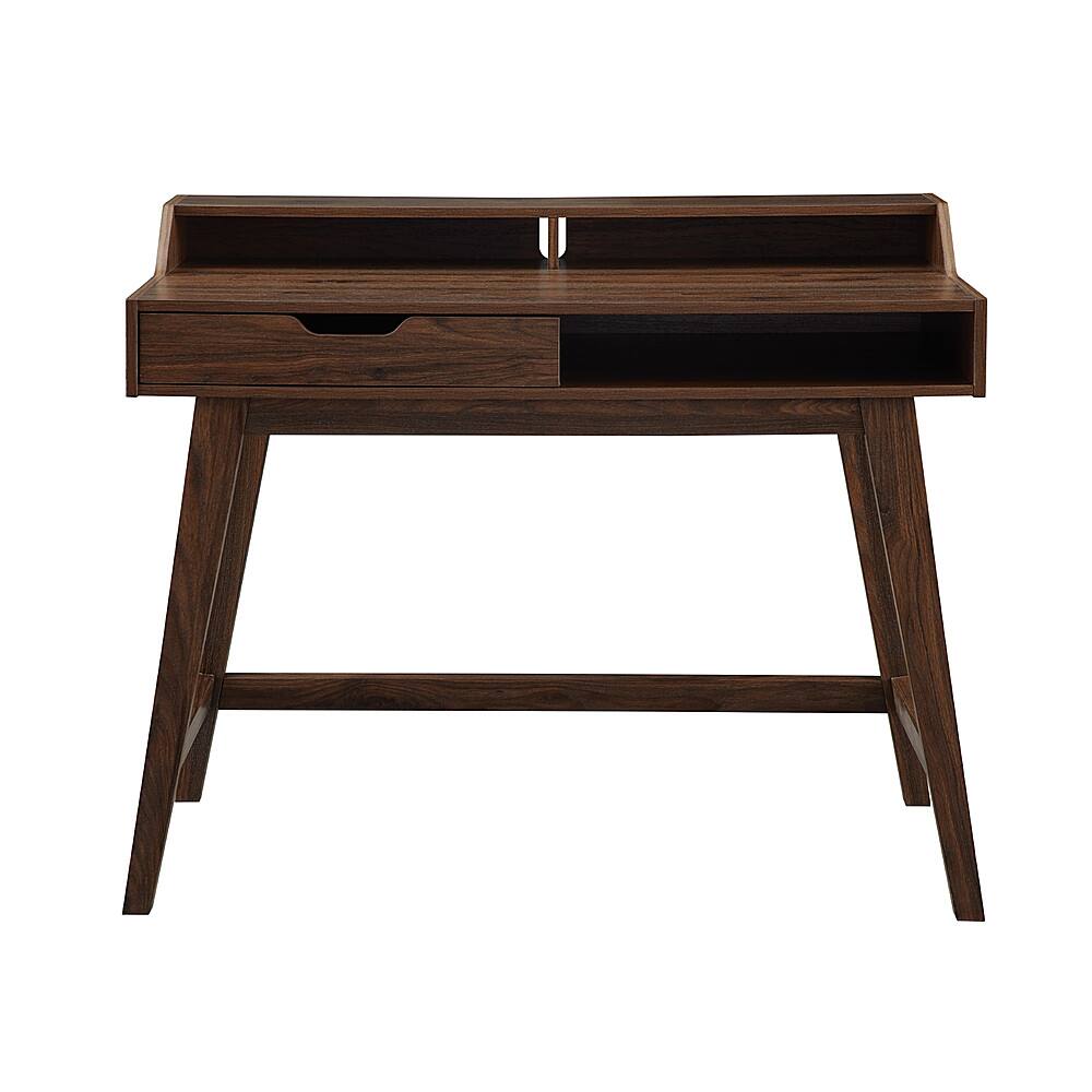 Walker Edison 44” Hutch Top Desk with Open Cubby Dark walnut ...