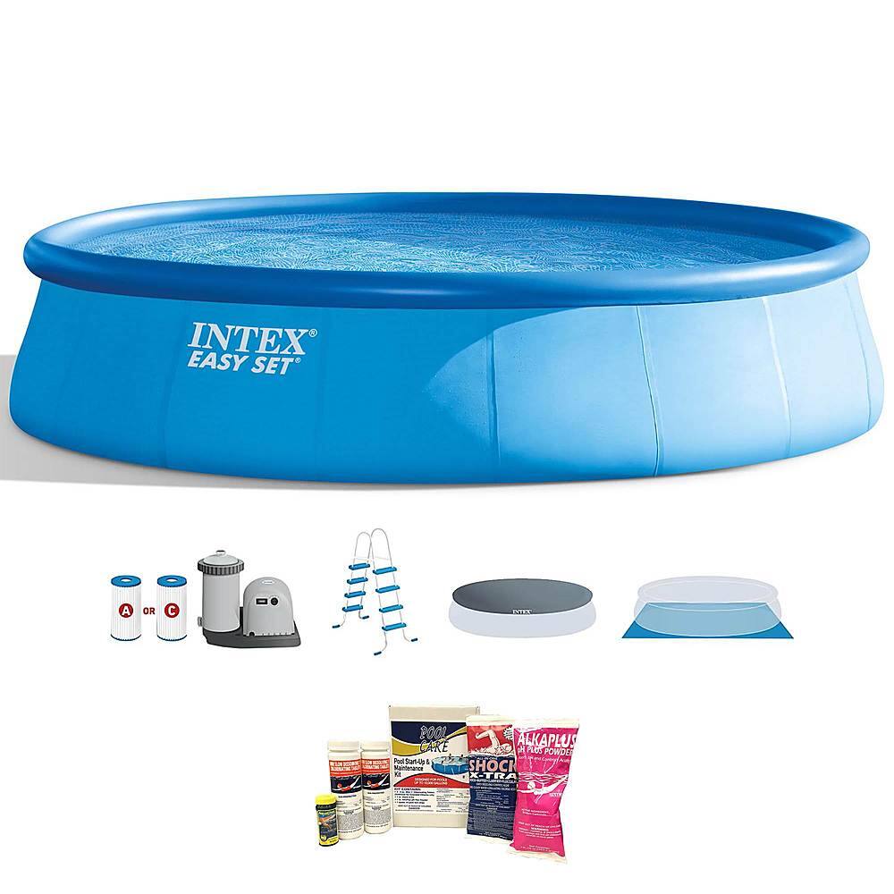 Best Buy: Intex Inflatable Easy Set Pool with Pump and Maintenance Kit ...