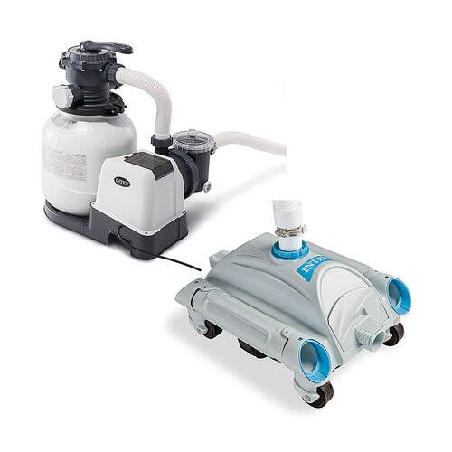 Intex - Above Ground Pool Sand Filter Pump w/ Automatic Pool Vacuum ...