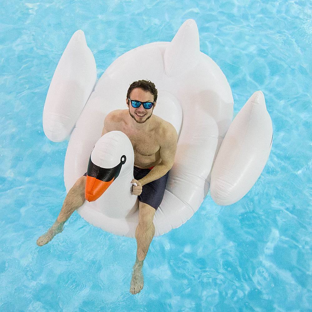 Swimline Giant Swan Inflatable Ride On Swimming Pool Raft Float White ...