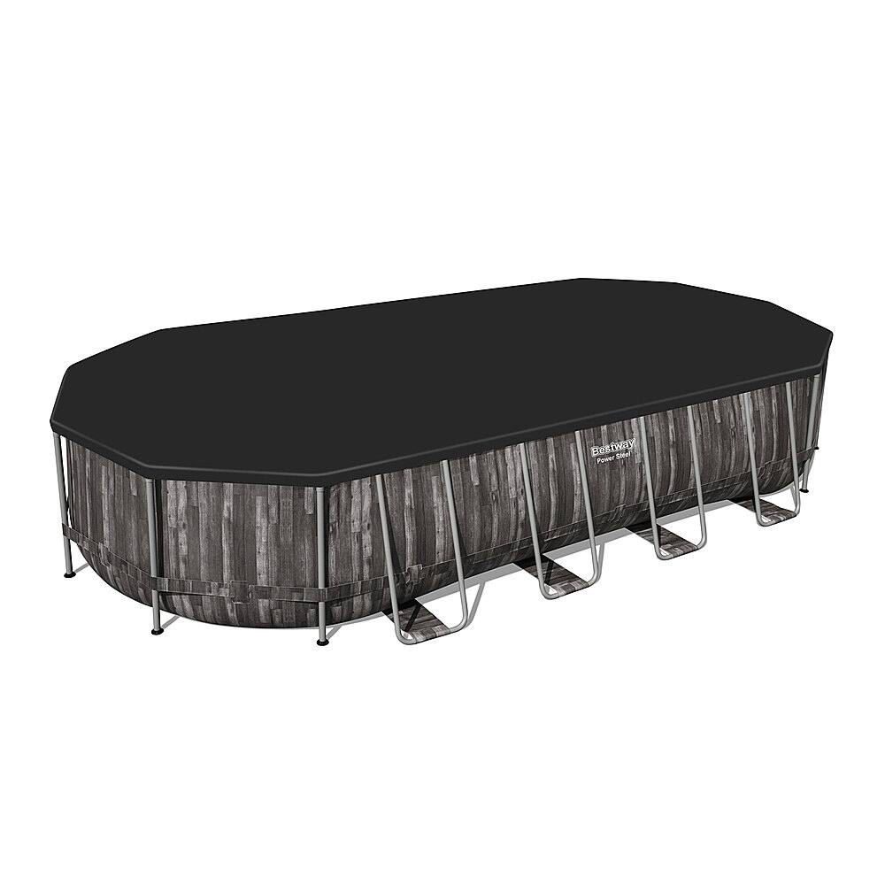 Best Buy: Bestway Power Steel Frame Above Ground Swimming Pool Set Gray ...