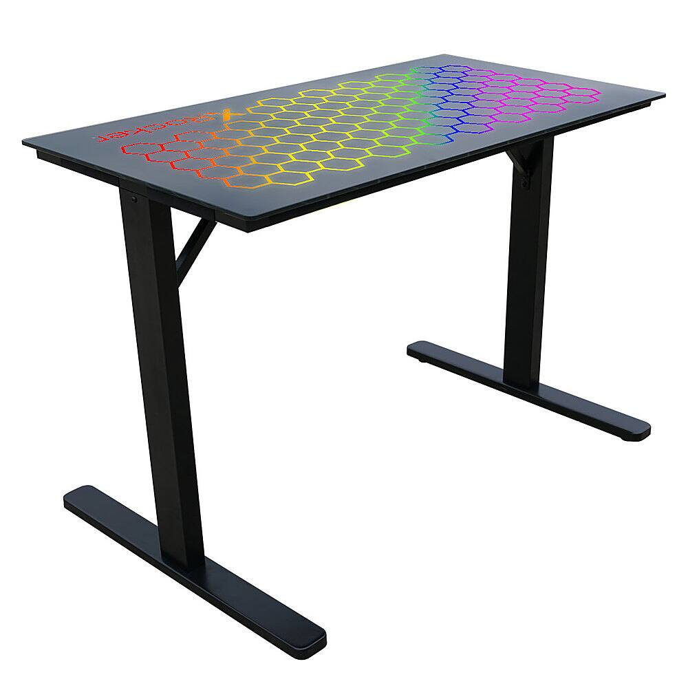 Best Buy: X Rocker LED Spectrum Glasstop Gaming Desk Black/RGB 0723401