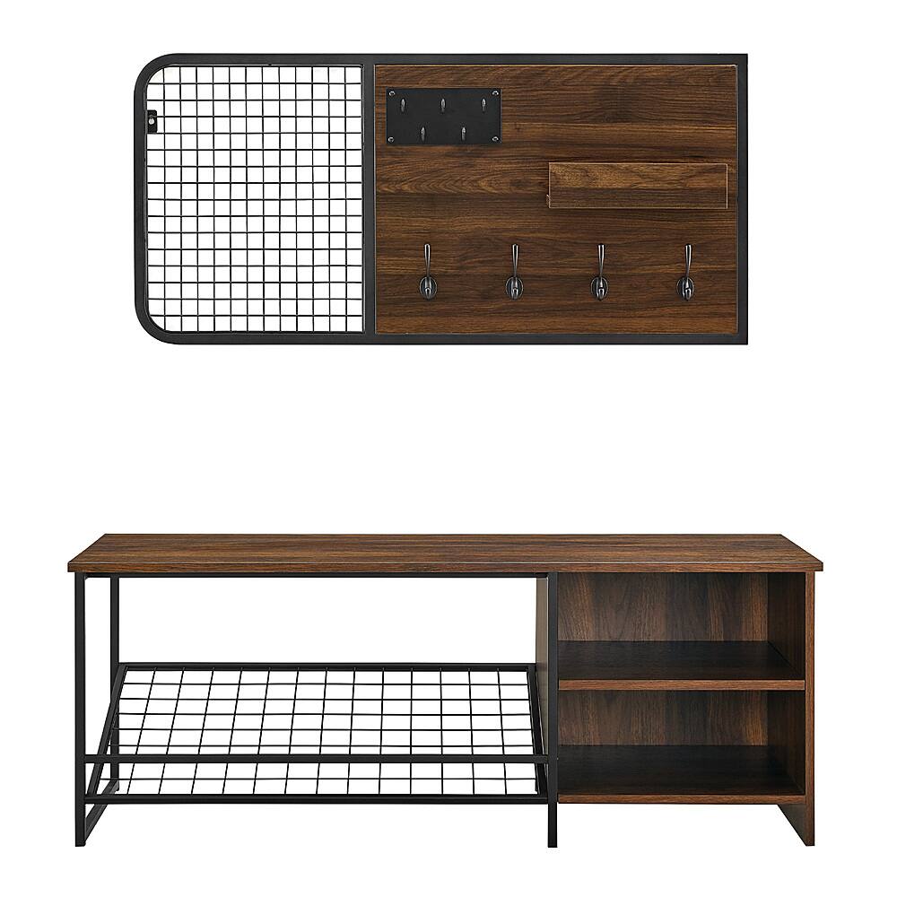Best Buy: Walker Edison 48" Industrial Entry Bench and Wall Organizer ...