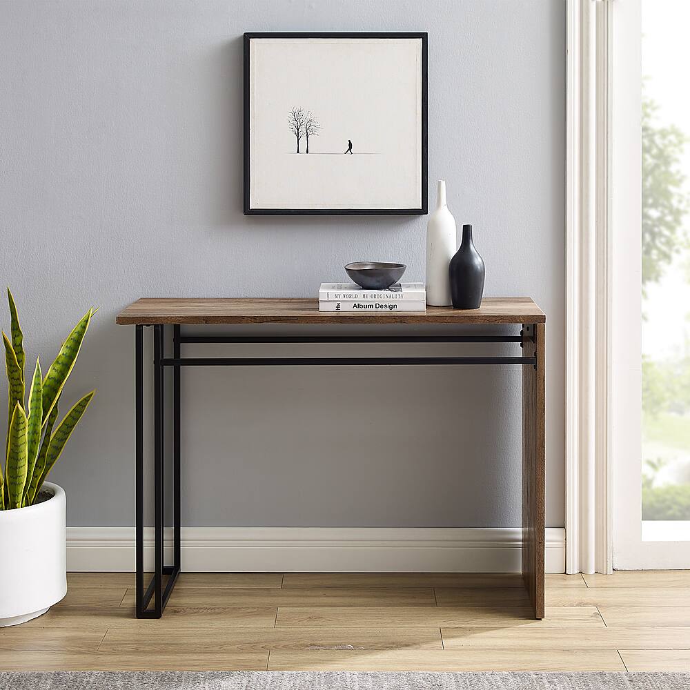 Best Buy: Walker Edison 42” Modern Metal and Wood Waterfall Entry Table ...