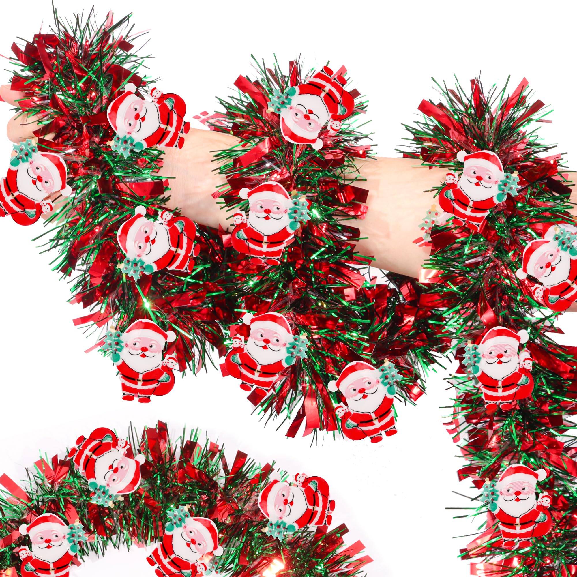 Refined Abode Design Red Green Christmas Tinsel Garland Gingerbread Man ...