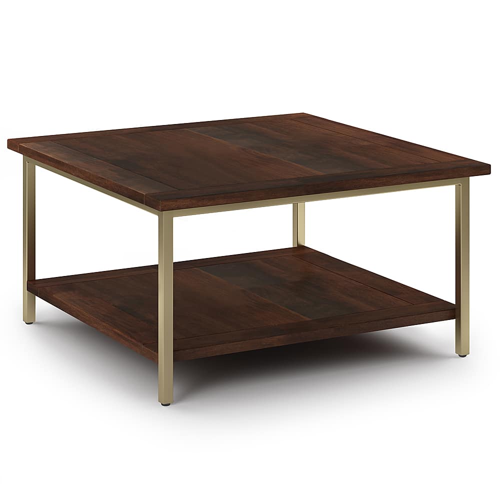 Best Buy: Simpli Home Skyler Square Coffee Table Dark Brown / Gold ...
