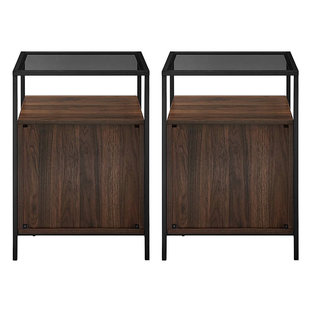 Best Buy: Walker Edison 2-Piece Modern Grooved-Door Side Table Set Dark ...